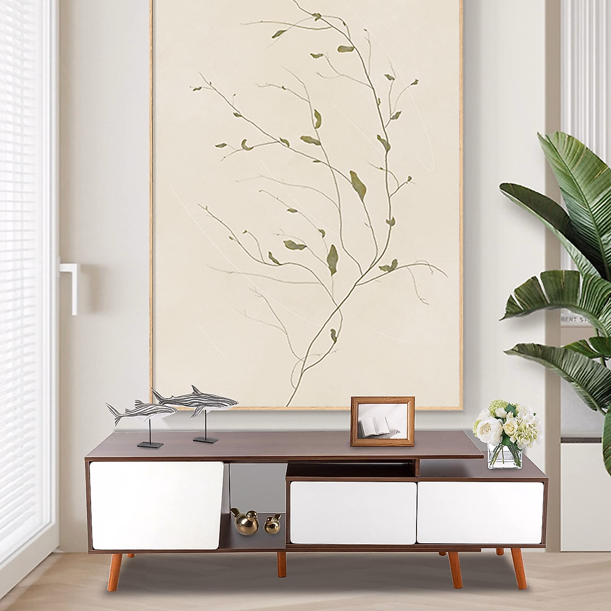 LYNICESHOP Modern TV Stand, TV Console Cabinet Lowline TV Cabinet Stand Entertainment Unit 47.2-78.7in Ajustable TV Media Cabinet TV Stand with Storage for Living Room