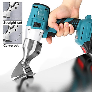 Electric Metal Scissors, Cordless Metal Shears for Cutting Sheet, Iron, Upholstery, Carpet, Leather, Cardboard with 2pcs 3000mAh Batteries, Charger, Carry Case