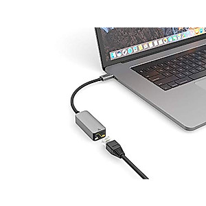 EZQuest USB-C to Gigabit Ethernet Adapter, 10/100/1000 Mbps with Anodized Aluminum Sleeves and LED Status Indicators for MacBook, MacBook Pro/Air, iPad Pro, Chromebook, XPS, Galaxy S9/S8 and More