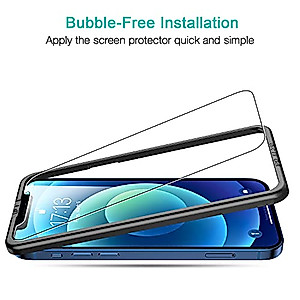 LK 4 Pack Screen Protector for iPhone 12 / iPhone 12 Pro 6.1-inch, Tempered Glass, Alignment Frame Easy Installation, 9H Hardness, Bubble Free, Work Most Cases