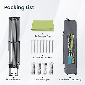 PHI VILLA Pop-Up Canopy Tent 13x13 Instant Shelter Outdoor Canopy with Wheeled Bag,Green