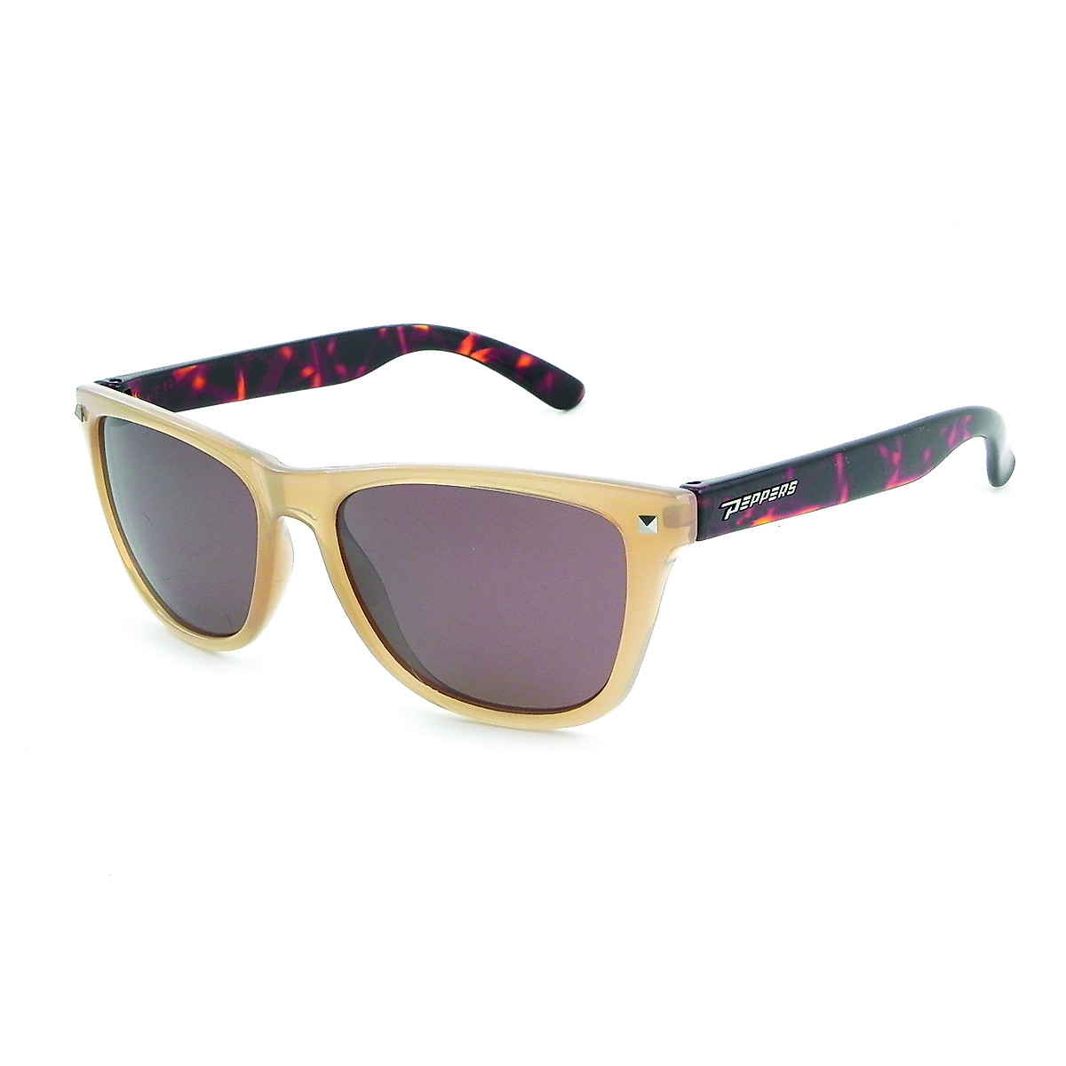 Pepper's Spitfire Polarized Oval Sunglasses, Milky Caramel w. Tortoise Temples, 50 mm