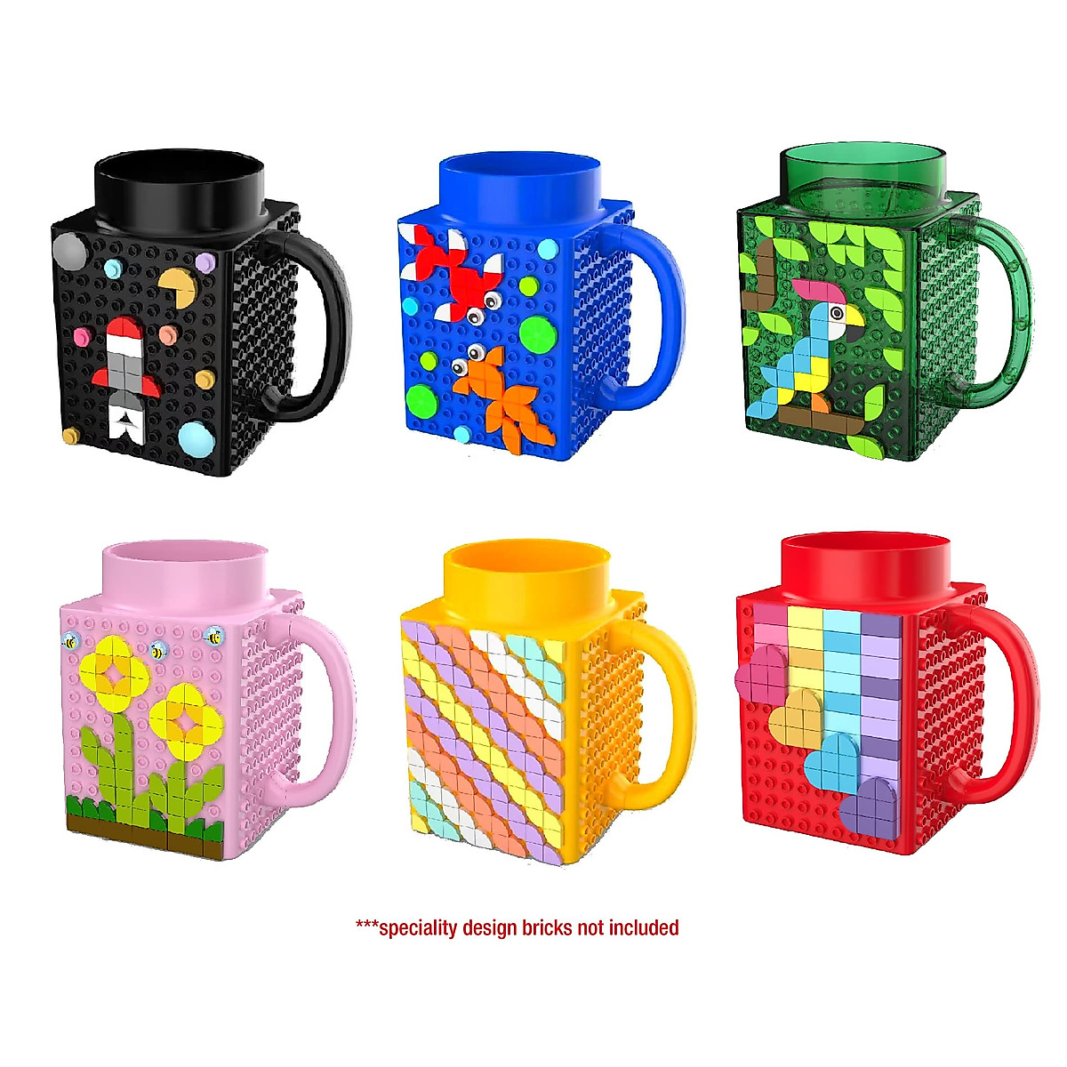 IndieBrick build-on brick cup coffee mug compatible with Lego Building Blocks GREEN