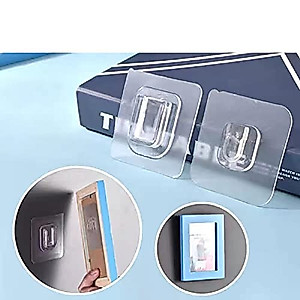 New Double Sided Adhesive Wall Hooks Utility Hooks,13.2lb(Max) Self Adhesive Hooks,Wall Hooks for Hanging Heavy Duty, Waterproof and Oil-Proof, More Space … (Only for Flat Surface)