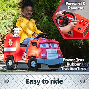 Kid Trax Real Rigs Toddler Fire Truck Interactive Ride On Toy, Kids Ages 1.5-4 Years, 6 Volt Battery and Charger, Sound Effects, Red, Large