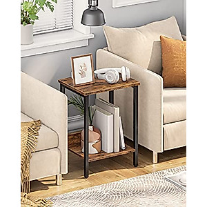 ALLOSWELL End Table, Side Table with Storage Shelf, Nightstand for Small Spaces, Bedside Table, for Living Room, Bedroom, Easy Assembly, Rustic Brown ETHR5001