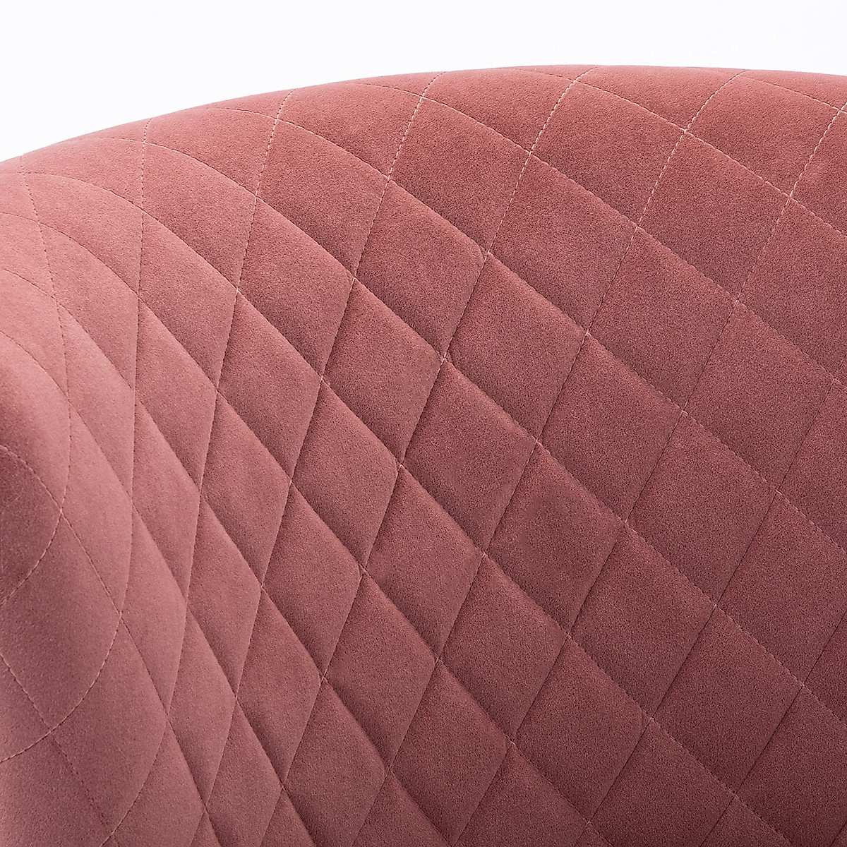 DUHOME Velvet Accent Chair, Armless Slipper Chair, Vanity Chairs Makeup Chair with Back, Upholstered Sofa Chair with Golden Legs Barrel Chair for Living Room, Bedroom Pink