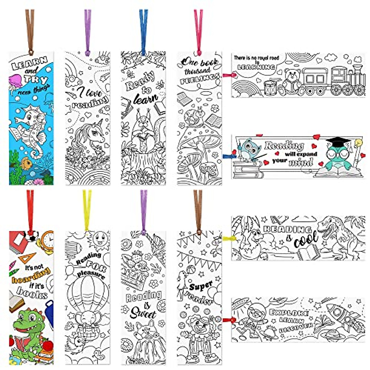 Color Your Own Bookmarks Kit - 36 DIY Kids Craft Supplies