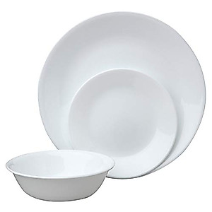 Corelle Livingware 18-Piece Dinnerware Set, Winter Frost White, Service for 6 (1088609)