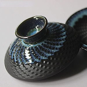 HonHeam Kiln Glazed Ceramic Gaiwan, Kungfu Porcelain Teacup, Chinese Retro Teacup, Sancai Gaiwan with Saucer with Lid