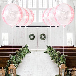 KatchOn, Huge 22 Inch Pink Snowflake Balloons - Pack of 6 | Mylar Snowflake Balloon, Pink Snowflake Decorations | Winter Onederland 1st Birthday Girl Decorations | Baby Shower, Christmas Decorations