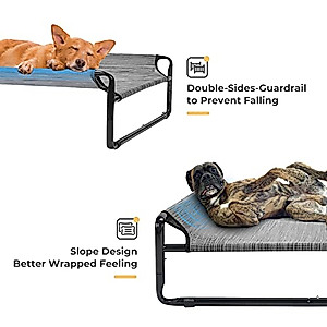 Veehoo Original Cooling Elevated Dog Bed, Outdoor Raised Dog Cots Bed for Large Dogs, Chew Proof Standing Pet Bed with Washable Breathable Mesh, No-Slip Feet for Indoor Outdoor, Large, Black Silver