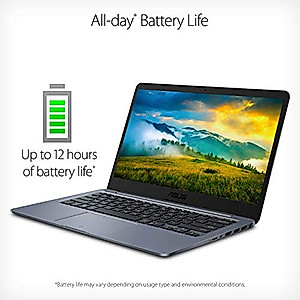 ASUS Laptop E14 Thin & Light Laptop, 14” FHD Display, Intel Pentium N5000 Quad-Core Processor up to 2.7 GHz, 4GB RAM, 128GB Storage, Fingerprint Reader, Windows 10 S, E406MA-DH21, Star Gray