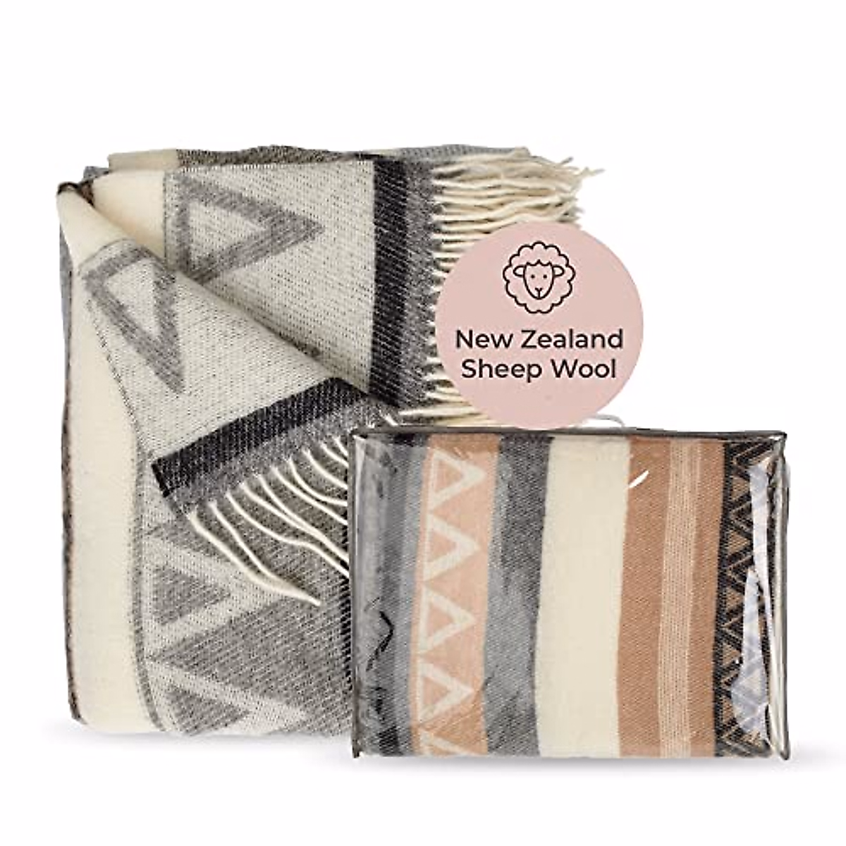 Cozy Blankets Wool Blanket | 100% Wool from New Zealand | Perfect as a Throw Blanket / Sofa Blanket | Virgin Wool Blanket with Fringes in Stripes Designs (140 x 200 cm)