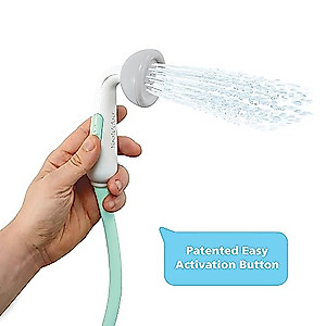 Yookidoo Baby Bath Shower Head - Elephant Water Pump with Trunk Spout Rinser - Control Water Flow from 2 Elephant Trunk Knobs for Maximum Fun in Tub or Sink for Newborn Babies (Turquoise)