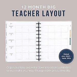 Happy Planner Disc-Bound School Planner and Calendar, 12-Month Daily, Weekly, and Monthly July 2023–June 2024 Planner, Vertical Layout, Mail Call Theme, Big Size, 8 1/2 Inches by 11 Inches