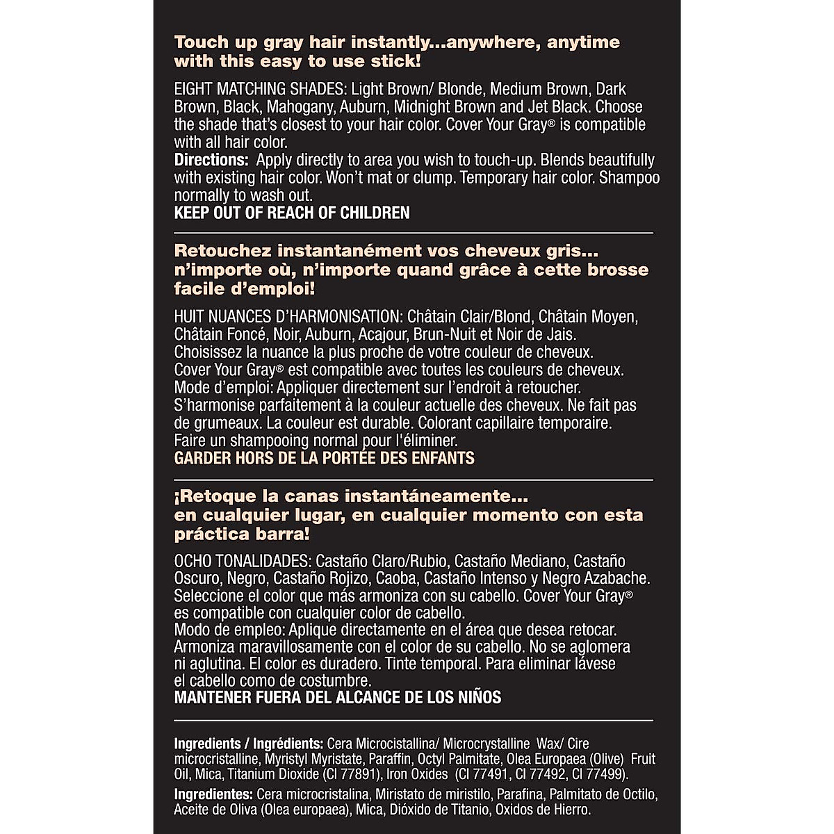 Cover Your Gray Hair Color Touch-Up Stick - Black (2-Pack)