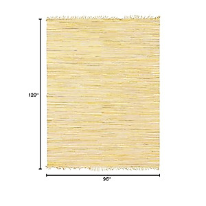 Rugs.com Chindi Cotton Collection Rug – 8' x 10' Yellow Flatweave Rug Perfect for Living Rooms, Large Dining Rooms, Open Floorplans
