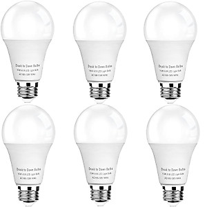 GEPLAD 6 Pack Dusk to Dawn Light Bulbs Outdoor, Sensor A19 LED Light Bulb, Auto on/Off Photocell Automatic for Outdoor Lighting, 5000K Daylight,1,100 Lumens
