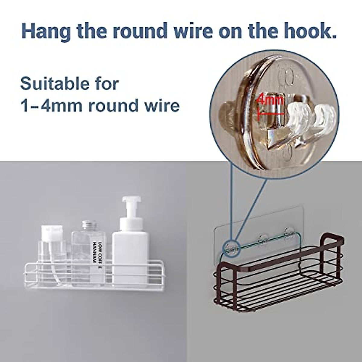 2 PCS Corner Shower Caddy Adhesive Sticker Replacement Hook, Strong Sticker Hooks for Shower Caddy Bathroom Rack Shelf Soap Dish Basket Wall Hanging, No Drilling Bath Kitchen Organizer Accessories