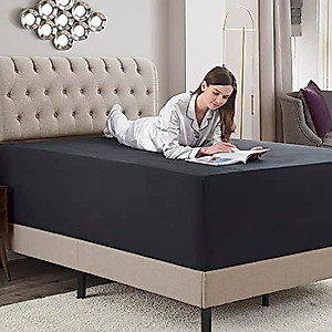 Empyrean Extra Deep Pocket Queen Fitted Sheet Only - Black Fitted Sheet Queen Size, Soft Fitted Bed Sheets for 18 to 24 Inch Mattresses, Luxury Queen Fitted Sheet Deep Pocket with Corner Straps