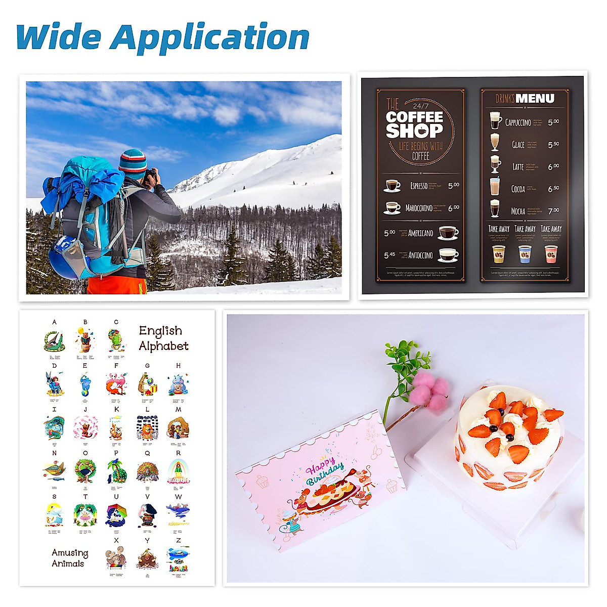 Uinkit 100 Sheets Double Sided Glossy Photo Paper 8.5x11, 54lb, 200gsm Brochure and Flyer paper for Inkjet Printing