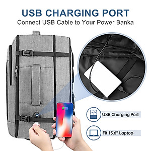 Gieury Carry On Backpack, Extra Large 40-50L Travel Backpack Men & Women, Expandable Backpack Airplanes, 17 Inch Laptop Backpack, Luggage Backpack 40L Daypack Lightweight Business Weekender Bag, Grey