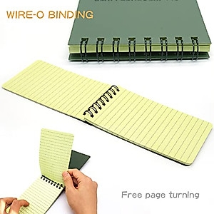 MOAMUN 10 Pack All Weather Shower Waterproof Notebook, Pocket Size Tactical Notepad Top Spiral Memo Notes Green Grid Paper Eye Protection for Outdoor Activities Recording (3.2 x 5.5 in)