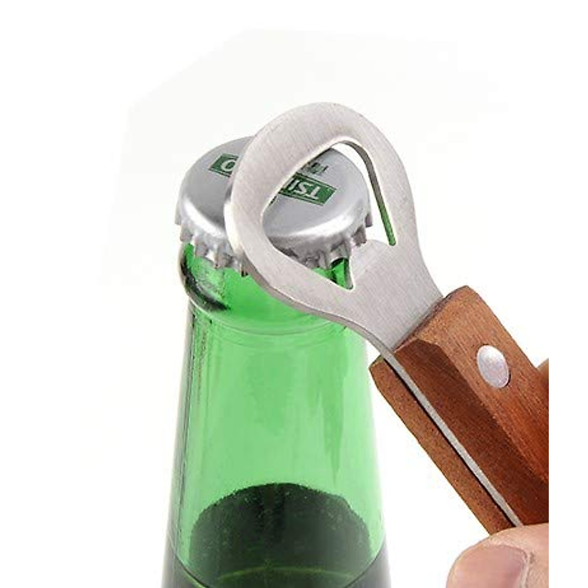 Smart Cook Bottle Opener Can Punch Opener - Dual-sided Manual Stainless Steel Can Opener With Riveted Wood Handle, Set Of 2 Units