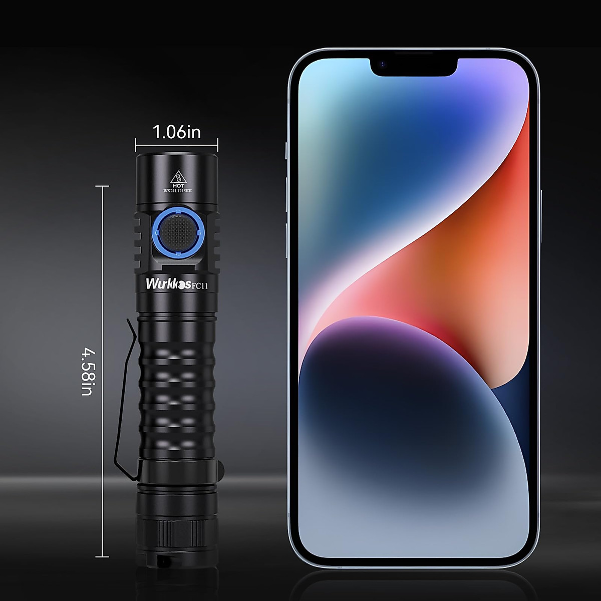 Wurkkos FC11 Rechargeable LED Flashlights Max 1300Lumen High 90CRI EDC Flash Light USB C Charge,IP67 Waterproof Torch, Magnetic Tailcap, Great for Dog Walking Home use Emergency(5000K)