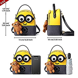 FION x Minions Mini Backpack Cute Leather Backpack Purse Small Handbag Shoulder Bag with Convertible Straps (Bear Minion)