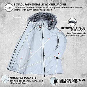 BINACL Big Hooded Down Alternative Coat, Thickened Spring Chevron Long Lined Sandstone Active Jacket with Fur Trim Puffer Soccer Cotton Padding Jackets Exquisite Valentine Gift for Girlfriend(White,S)