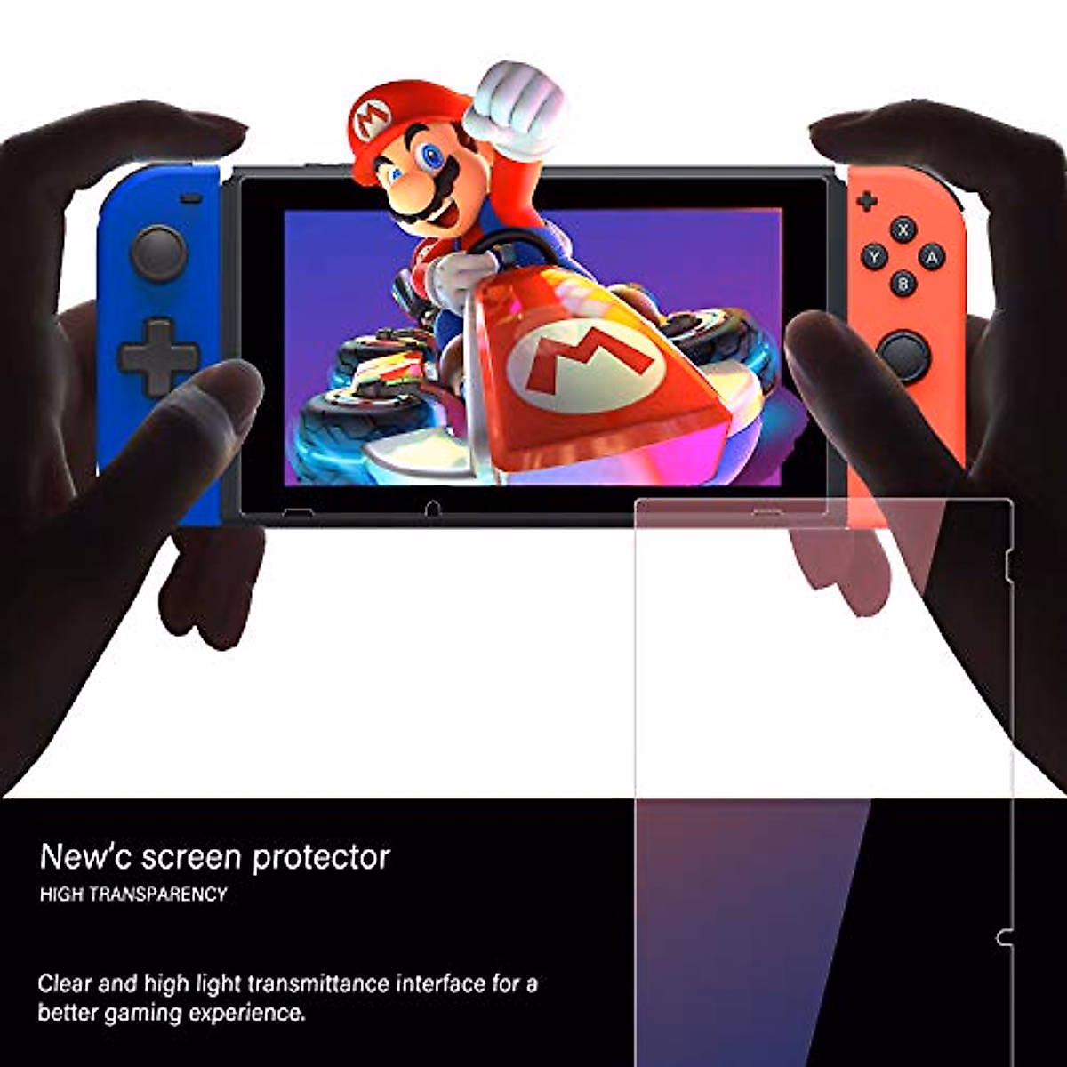 NEW'C Pack of 3, Glass Screen Protector for Nintendo Switch, Tempered Glass Anti-Scratch, Anti-Fingerprints, Bubble-Free, 9H Hardness, 0.33mm Ultra Transparent, Ultra Resistant