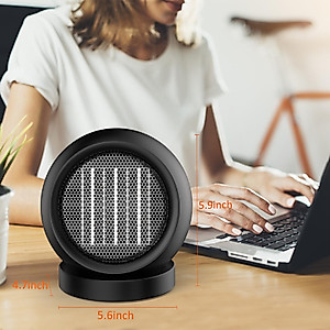 Lmkeji Desk Heater,600W Energy Efficient Desktop Heater for Indoor Use,Safe and Quiet for Bedroom Home Office Desk Use(Black)