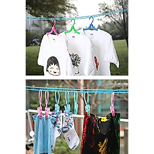 Travel Clothesline Laundry Storage and Organization, Ouioui 24 Pieces Portable Camping Clothesline with Space Saving Drying Shoe Rack, Quilt Clips and Clothes Hanger Connector Hooks for Indoor Outdoor