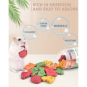 Bissap 32PCS Bunny Chew Toys, Mixed Natural Timothy Hay Pumpkin Strawberry Carrot Chinchillas Chewing Toys and Treats for Rabbit Bunny Guinea Pig Hamster Gerbil and Other Small Animals Molar Snacks