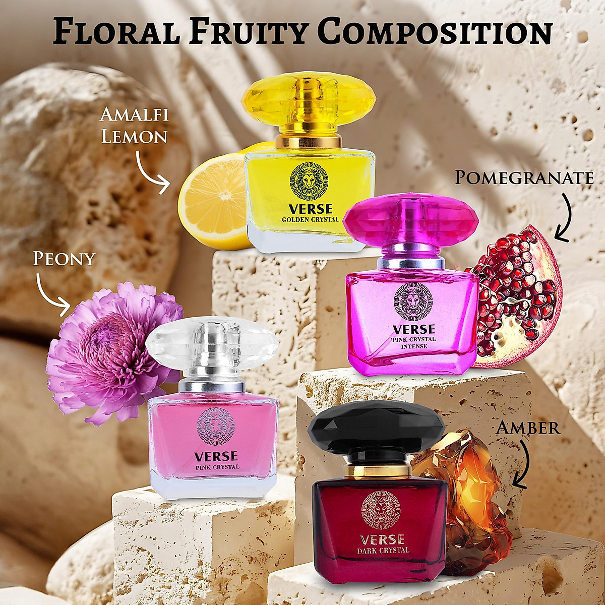 NovoGlow Verse 4-Piece Mini Fragrance Set for Women - Refreshing Combinations of Floral, Fruity & Woody Scents - Gift Choice with Natural, Mild & Non-Irritating Ingredients - Kimberly's Kiss