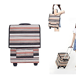 ZICRIC Foldable Shopping Cart with Wheels Rolling Folding Grocery Rolling Pulling Utility Trolley Collapsible Tote Oxford Trolley Bag for BBQ Women Laundry Duffel Fast Food Delivery