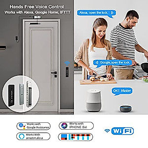 2.4GHz WiFi Access Control 400lb Holding Force Electic Magnetic Door Lock System Kit with Remote and Smartphone app Control, paired with Wireless Slim Push Switch (Electric Magnetic Lock kit)