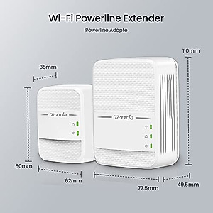 Tenda AV1000 WiFi Powerline Adapter Kit with Gigabit Ports, Powerline Extender with AC650 Dual Band WiFi, Plug and Play, for HD/3D/4K Video Streaming and Gaming (PH10)