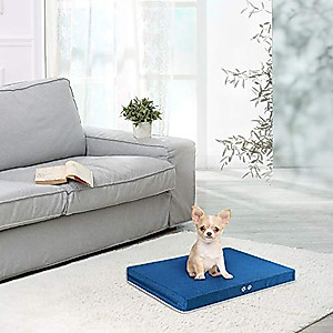 KROSER Dog Bed Crate Mat for Small, Medium, Large and Extra Large Cats, Stylish Dog Pad Mattress (Cool & Warm) with Waterproof Linings, Pet Mat with Removable Machine Washable Cover, Grey/Navy