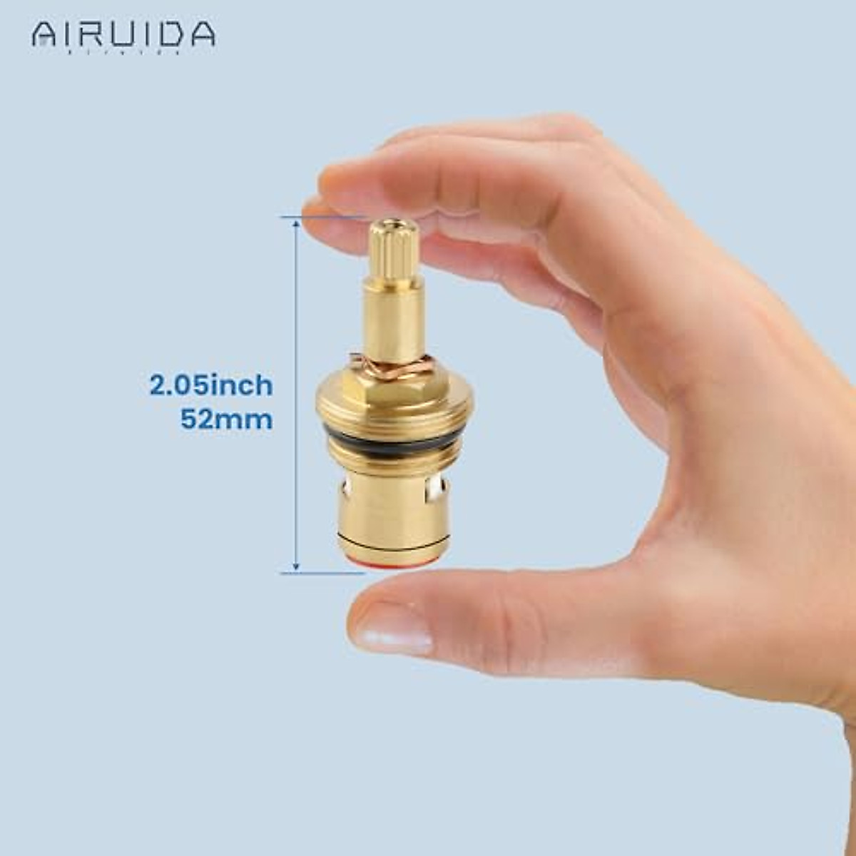 Airuida 52MM Anticlockwise Rotation Cartridge Replacement for Kitchen Faucet Valve 20 Teeth Brass Ceramic Disc Ceramic Stem for Exposed Shower System and Faucet Bathroom Water Control Tap Cartridge