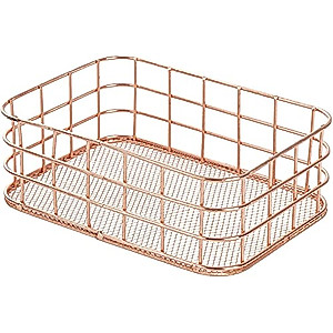 Metal Storage Baskets, Copper Wire Basket Organizer (Rose Gold, 2 Piece Set)