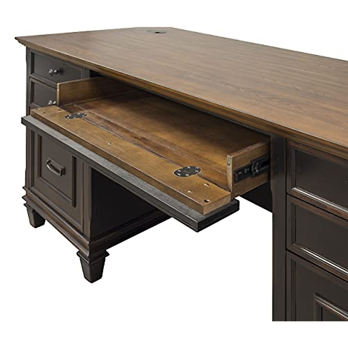 Martin Furniture Hartford Double Pedestal Shaped Desk, Brown - Fully Assembled