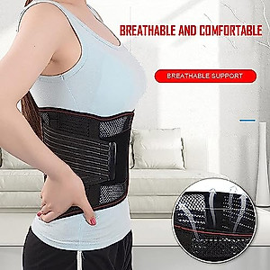 Orthopedic Tourmaline Self-Heating Magnetic Steel Bone Waist Belt Men Women Lumbar Support Back Brace Belt with 3pcs Pad,Black 2023,L