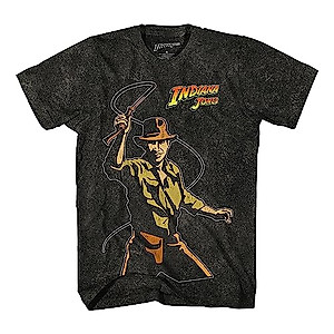 Mens Indiana Jones Classic Shirt - Indiana Jones - Harrison Ford - Indiana Jones Tie Dye T-Shirt (Black Wash, XX-Large)