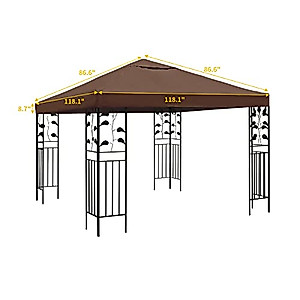 LooDro Canopy Replacement Top Cover Polyester Cloth Single/Double Tier Patio Grill Gazebo Pop Up Tent Roof Replacement Top Outdoor Gazebo Tent Shelter with Air Vent for 10'X10'