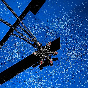 beautlace Snowflake Rose Flower Necklaces Black Gun Plated Santa Claus Snowman Pendant Rose Flower Necklace Christmas Jewelry Gifts for Women KP0223K