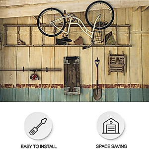 KURUI Bike Hooks for Garage Wall, 6 Pack Heavy Duty Bicycle Hangers for Hanging with PVC Coating, Wall Mount Bicycle Storage for Ceilings, Space Saving Utility Organizer for Basement Warehouse