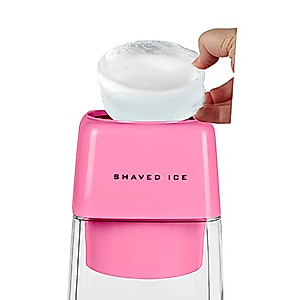 Nostalgia Retro Electric Table-Top Snow Cone Maker, Vintage Shaved Ice Machine Includes 1 Reusable Plastic Cup and Ice Mold, Pink